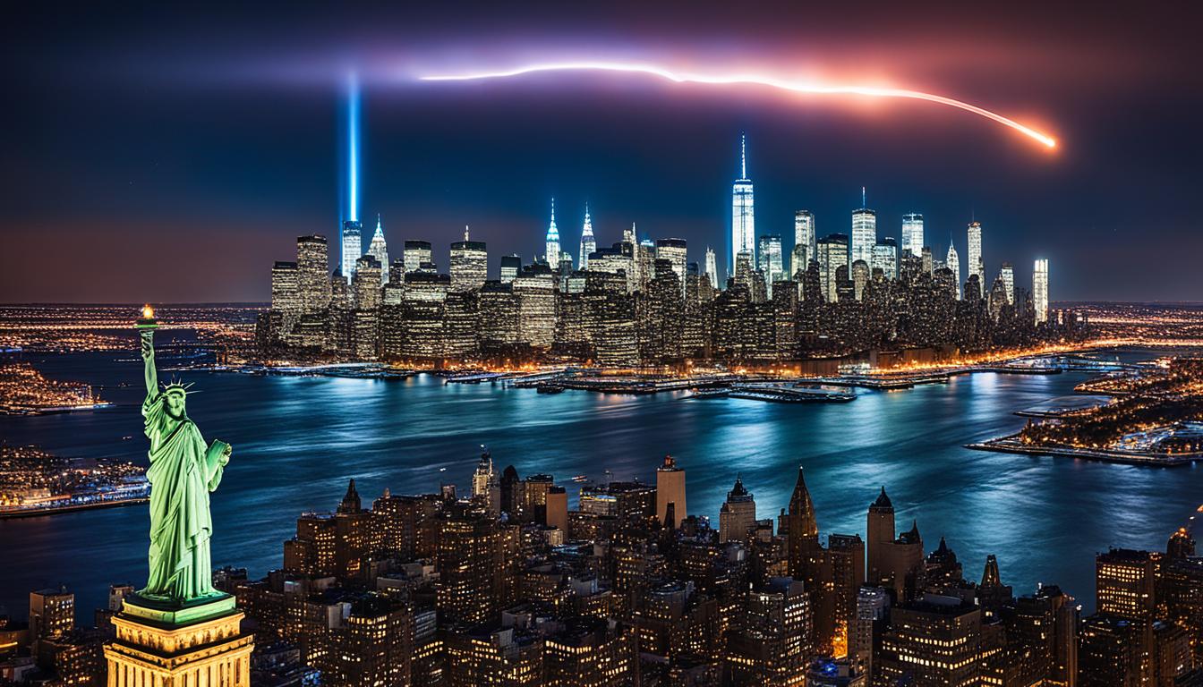 Stunning Meteor Graces NYC Skyline: A meteor over the NYC skyline